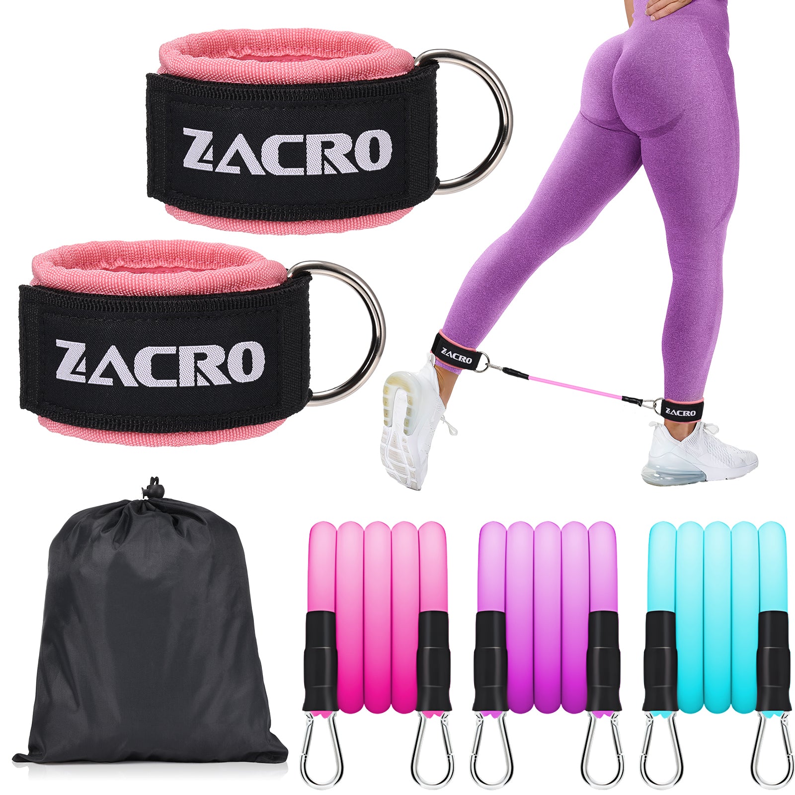 Zacro Ankle Resistance Bands with Cuffs, Ankle Bands for Working out ...