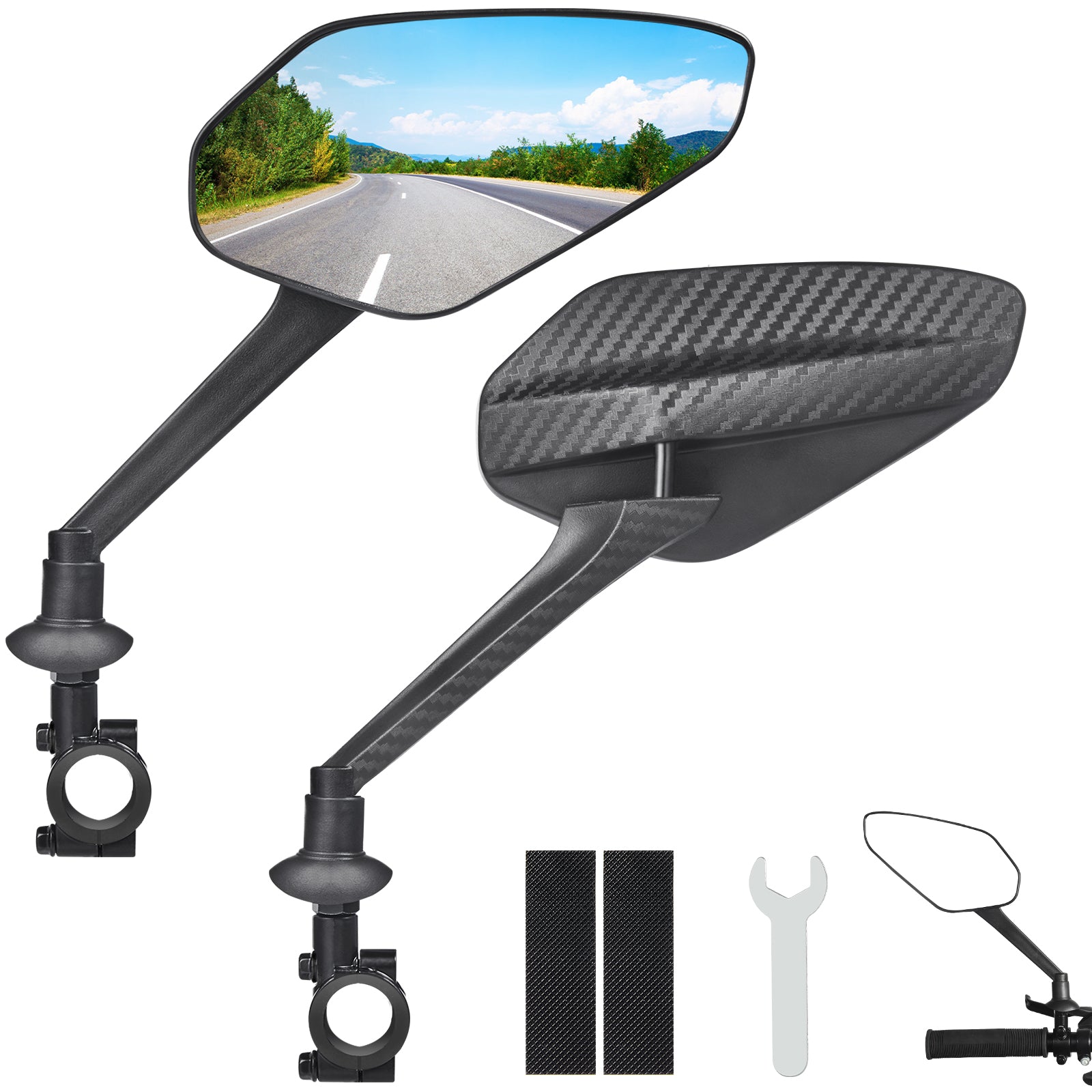 Zacro 2 Pack Bike Mirror, 2024 Upgraded Bike Mirror Handlebar Mount, 3 ...